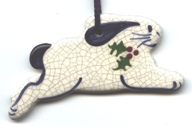 Rabbit Ornament, bunnyRabbit Ornament, Dedham Pottery Ornament, Brick ...